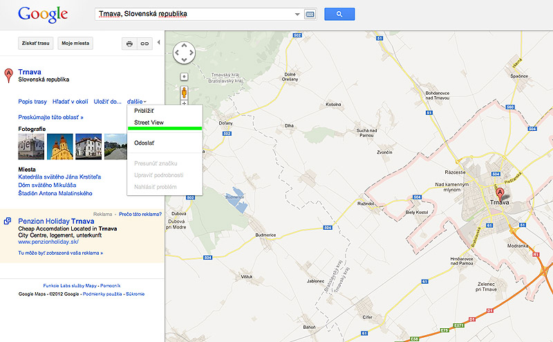 Google spustil virtuálnu prehliadku Street View už aj z trnavských ulíc ...